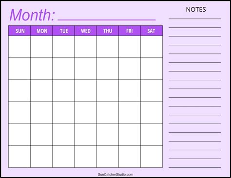 Free Printable Month Calendar Template For Easy Planning