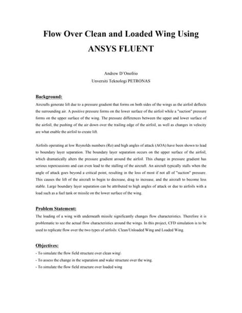 Airfoil Analysisnaca 0012 Ansys Fluent Ppt