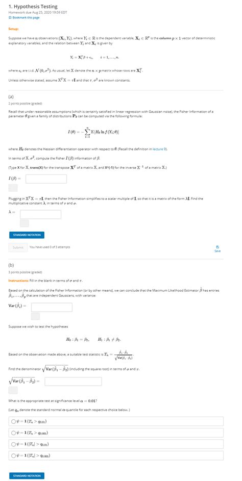 Hypothesis Testing Homework Due Aug Chegg