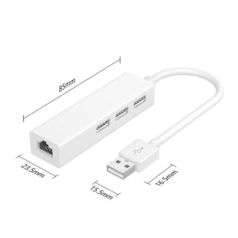 Usb Ethernet 3 Port Usb Hub 2 0 Rj45 Lan Network Card Type C Usb To Ethernet Adapter For Laptop