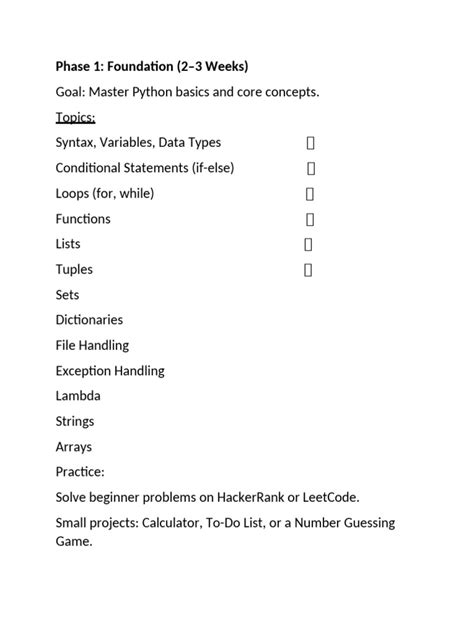 Python Learning Plan Pdf Object Oriented Programming Python