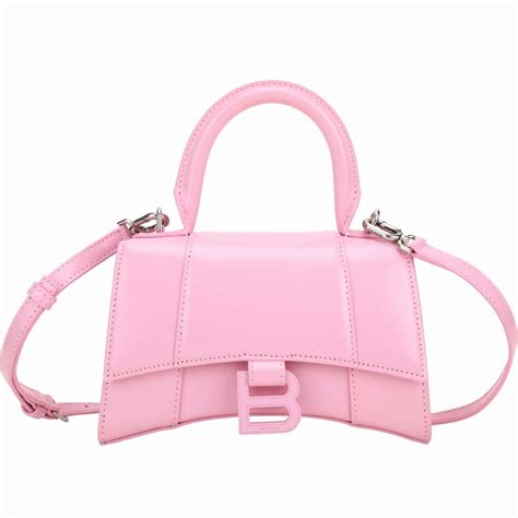 Balenciaga 巴黎世家 Hourglass B字標誌牛皮手提斜背沙漏包xs芭比粉 歐系精品包配件 Yahoo奇摩購物中心