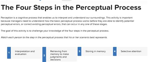 Solved The Four Steps In The Perceptual Processperception Is