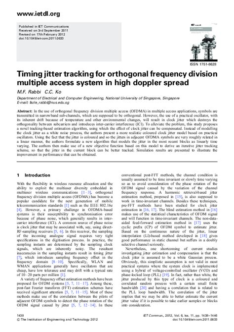 pdf timing jitter tracking for orthogonal frequency division multiple