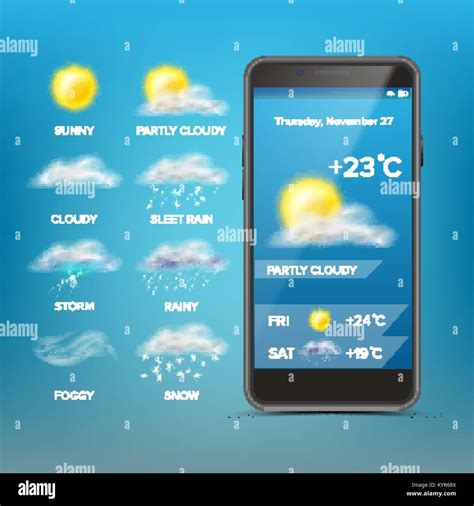 Weather Forecast App Vector Good For Use In Mobile Phone App Predict The State Of The