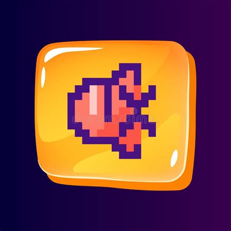 Low Sound Glossy Ui Button With Pixelated Icon Stock Vector