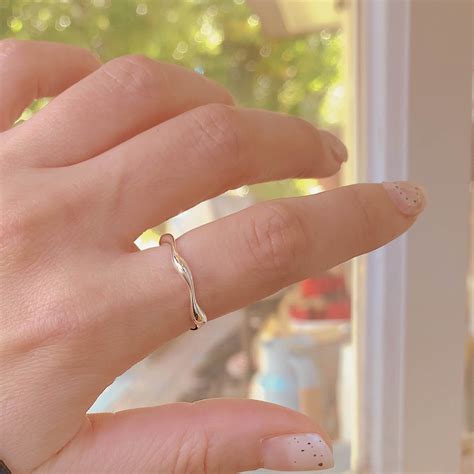 로스도스 [los ]프리사이즈 실버925 은반지 Mooving Ring