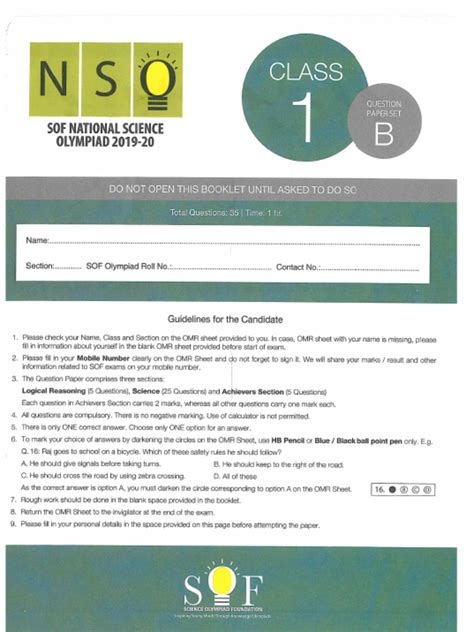 Nso Class 1 2019 20 Pdf