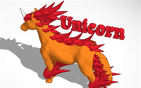 3d Design Fire Unicorn Tinkercad