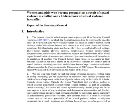 Framework For The Prevention Of Conflict Related Sexual Violence