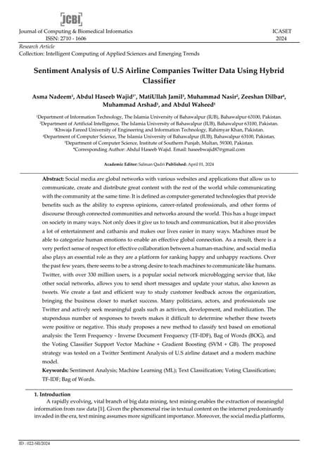 Sentiment Analysis Of Us Airline Companies Twitter Data Using Hybridpdf