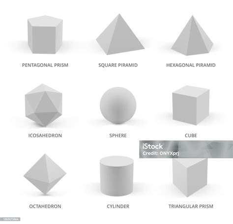 사실적인 기하학적 형태 피라미드 공 큐브와 육각형 괜찮은 벡터 다양한 기본 3d 모양 컬렉션 고체에 대한 스톡 벡터 아트 및 기타 이미지 Istock