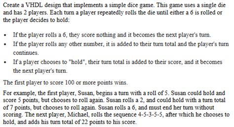Create A Vhdl Design That Implements A Simple Dice