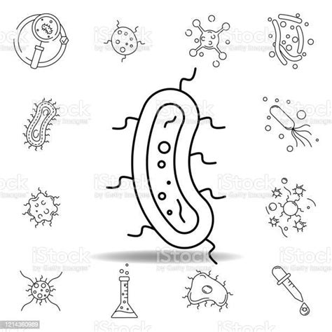 박테리아 바이러스 라인 아이콘 박테리아 바이러스 일러스트 아이콘의 요소 기호 기호는 웹 로고 모바일 앱 Ui Ux에 사용할 수 있습니다 0명에 대한 스톡 벡터 아트 및 기타