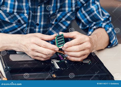 Laptop Disassembling In Repair Shop Close Up Stock Image Image Of