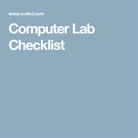 Computer Lab Checklist Computer Lab College Counseling Checklist