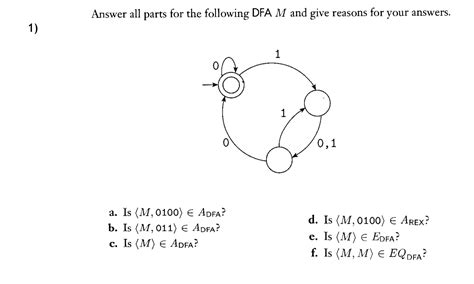 Solved Answer All Parts For The Following DFA M And Give Chegg Com