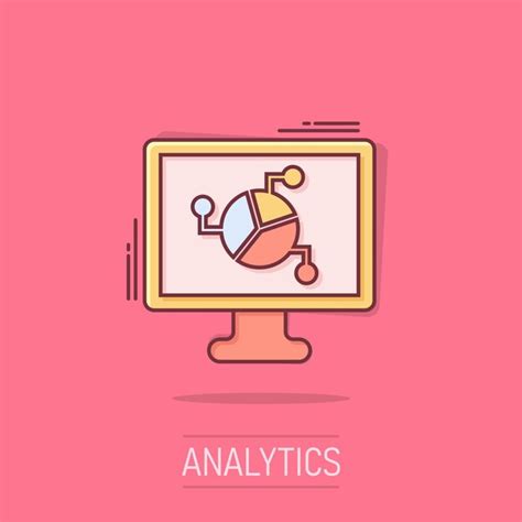 Premium Vector Analytic Monitor Icon In Comic Style Diagram Vector