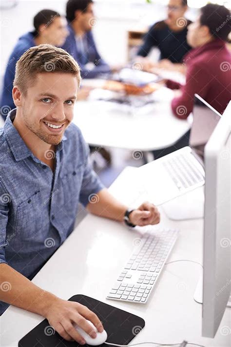 Business Man Computer And Working At Office Desk For Web Development