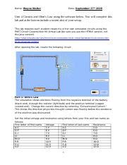 PHY120L U4 Lab Circuits Doc 1 Docx Date September 27th 2020 Name Wayne Walter Unit 4