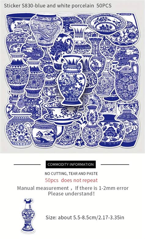 50 бр Сини и бели порцеланови креативни цветни анимационни Temu Bulgaria