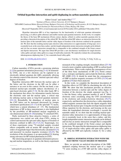 Pdf Orbital Hyperfine Interaction And Qubit Dephasing In Carbon