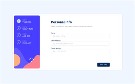Frontend Mentor Multi Step Form With Validation Using Html Css Js
