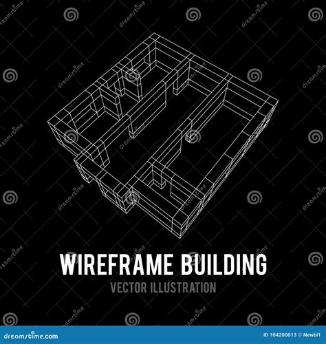 Wireframe Architecture Building Stock Vector Illustration Of
