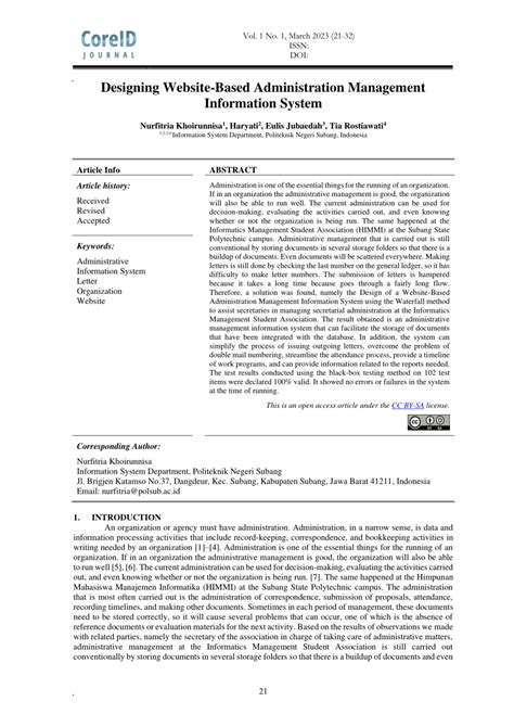 Pdf Designing Website Based Administration Management Information System