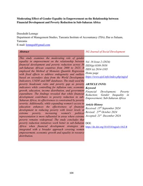 Pdf Moderating Effect Of Gender Equality In Empowerment On The Relationship Between Financial