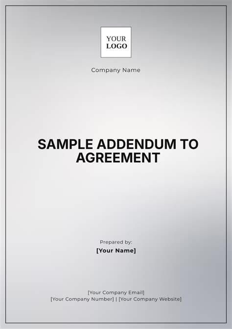 Free Sample Addendum To Agreement Template To Edit Online