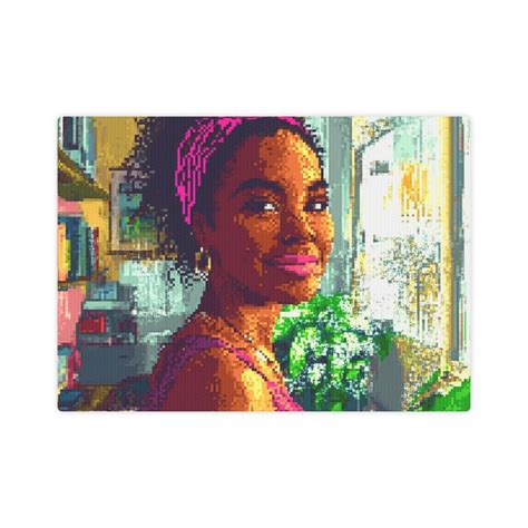 8 Bit Pixel Art Poster Poster Black Girl Cozy Home Office Retro City