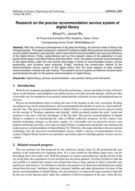 Pdf Research On The Precise Recommendation Service System Of Digital Library