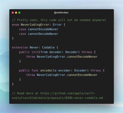 Pedro Rojas On Linkedin In A Later Version Of Swift Never Type Conforming Codable Protocol Will