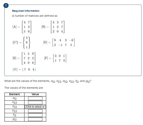 solved required information a number of matrices are defined