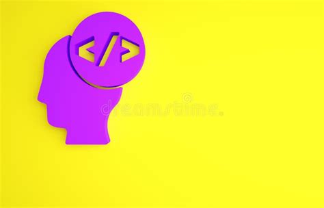 Purple Web Design And Front End Development Icon Isolated On Yellow Background Minimalism
