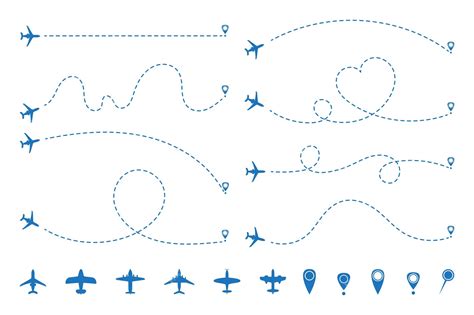 Premium Vector Dotted Airplane Trajectories Illustration Set