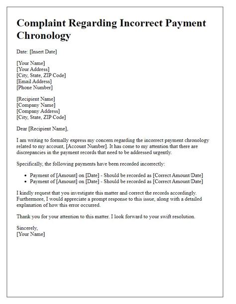 Letter Template For Addressing Payment Sequence Error Free Samples
