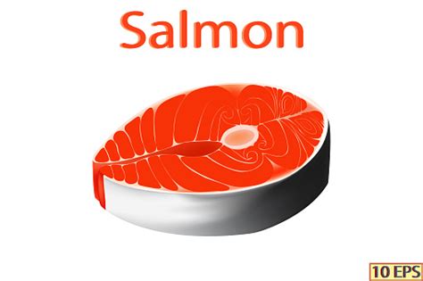 스테이크의 연어 스테이크 생선입니다 바다 식품 제품 디자인입니다 벡터 일러스트입니다 건강한 식생활에 대한 스톡 벡터 아트 및 기타 이미지 건강한 식생활 그릴 연어