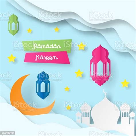 라마단 카림 디자인 배경 종이 예술 벡터 일러스트 레이 션 0명에 대한 스톡 벡터 아트 및 기타 이미지 0명 3차원 형태 공휴일 Istock
