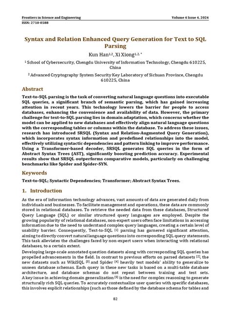 Syntax And Relation Enhanced Query Generation For Pdf Databases Parsing