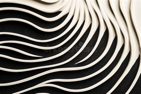 Abstract Design With Curved Lines In Black And White Showcasing Artistic Texture And Depth In