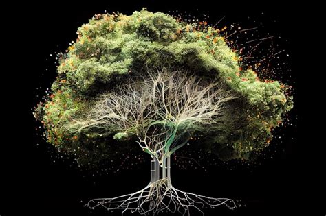 Premium Photo Green Deciduous Tree Growing On A Black Background Generative Ai Generative Ai