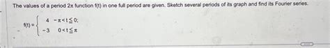 Solved The values of a period 2π function f t in one full Chegg com