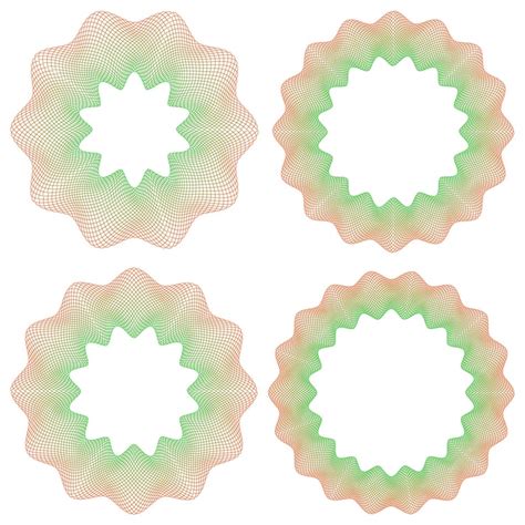 졸업장에 대한 지폐 벡터 기요쉐 워터마크의 위조에 대한 인증서 라운드 길로체 워터마크 보호 귀중한 문서를 설정합니다 프리미엄 벡터