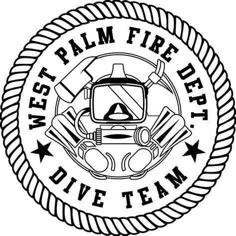 Artstation West Palm Fire Dept Dive Team Patch Vector File Black White Vector Outline Or Line