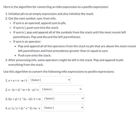 Solved Here Is The Algorithm For Evaluating A Postfix Chegg