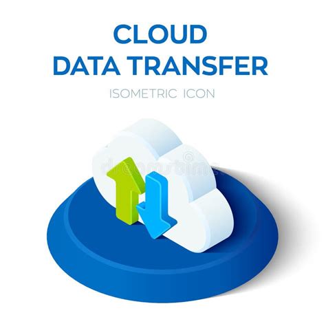 cloud data transfer isometric icon 3d isometric cloud with download