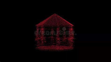 3d Garden Gazebo On Black Background Object Consisting Of Red Flickering Particles Science