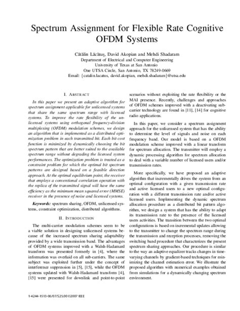 Pdf Spectrum Assignment For Flexible Rate Cognitive Ofdm Systems